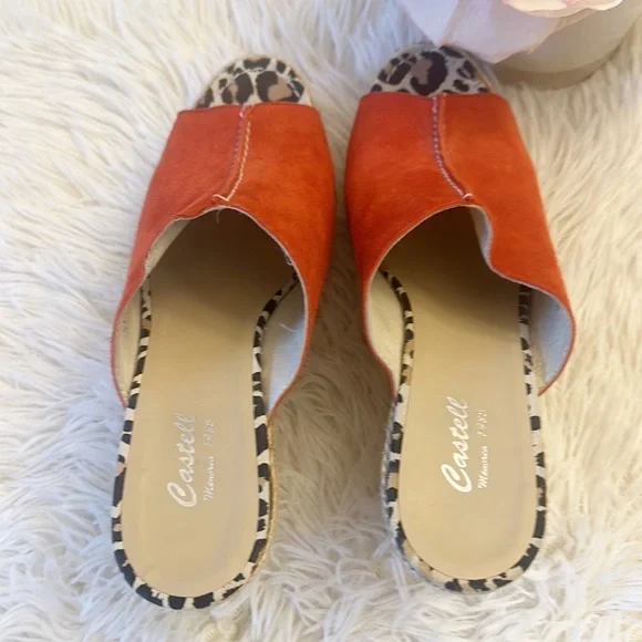 Castell | Shoes | New Castell Red Suede Platform Woven Wedge Sandals ...